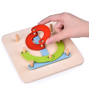 FUN LITTLE TOYS 27 PCs Preschool Learning Toys Stacking Blocks Wooden Letters Number Shape Puzzles for Kids, Educational Toys Letter Board Set for Boys & Girls