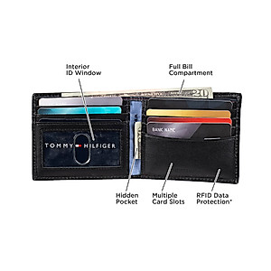 Tommy Hilfiger Men's Leather Wallet- Bifold With RFID Technology