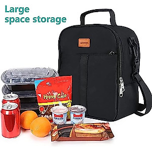 Lunch Box for Men Women Adult, Insulated Leakproof Small Lunch Bag, Reusable Portable Lunchbox for Office Work Picnic, Black