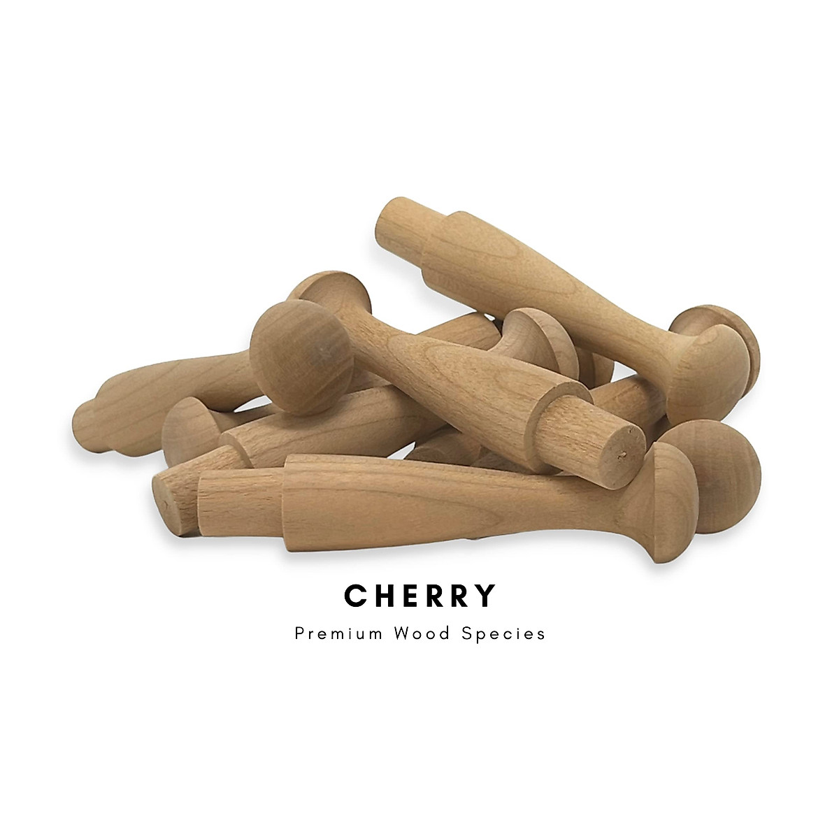 Cherry 3.5-Inch Premium Unfinished Wood Shaker Pegs with 5/8-Inch Tenon - Sanded Smooth for Staining Use for Crafts and Woodworking - (10-Pack)