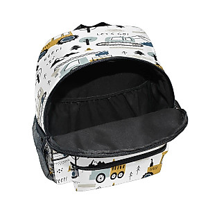 Cute Toddler Backpack Mini Travel Bag Childish Truck Excavator for Baby Girl Boy Age 3-7