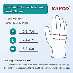 KAYGO Insulated Mechanic Work Gloves KG126W,Winter Insulated Double Lining,Heavy duty,Improved dexterity,Excellent Grip,Ideal for working on cars and outdoor jobs (1, X-Large)