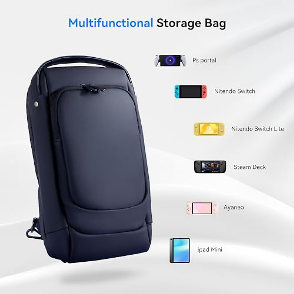 Sonicgrace Carry Case for Playstation Portal, Travel Bag for PS Portal/Nintendo Switch/OLED/Lite/Steam Deck/ASUS ROG Ally, Double-layer Leather Backpack for Game Console, AC Adapter, Dock, Accessories