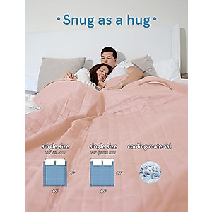 YnM Exclusive Cooling Weighted Blanket, Nylon/PE Fabric, Smallest Compartments with Glass Beads, Bed Blanket for One Person of 140lbs, Ideal for Queen/King Bed (60x80 Inches, 15 Pounds, Violet Pink)