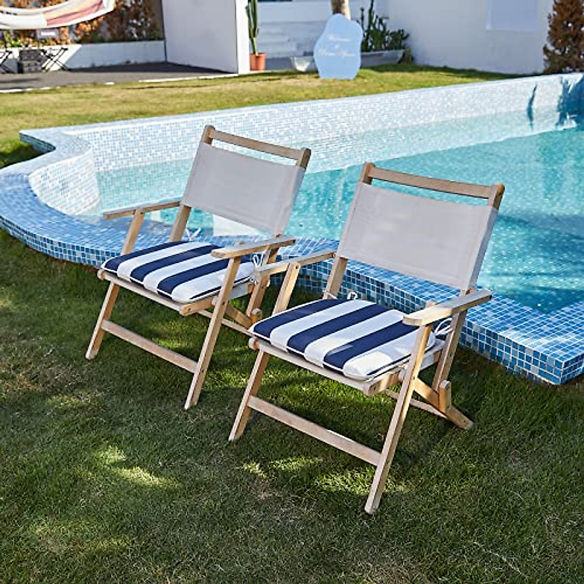 JMKaixin Pack of 2 Outdoor Seat Cushions, Patio Chair Cushions 16"x17" with Ties for Patio Furniture Chairs Home Garden Decoration