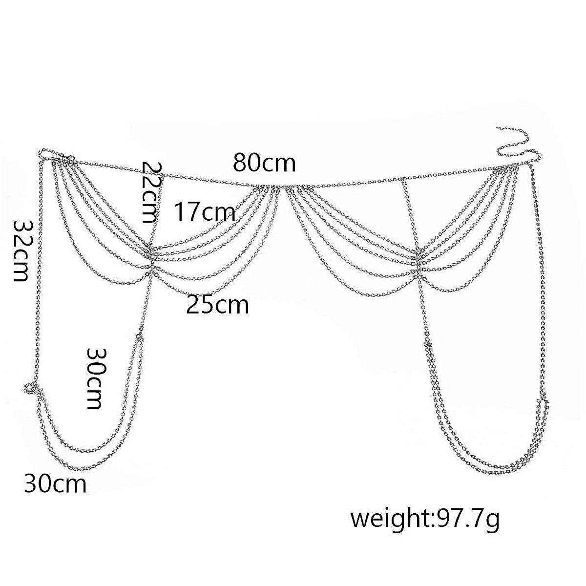 Bomine Silver Rhinestone Waist Body Chain Dress Sexy Bikini Crystal Belly Body Chains Sparkly Body Jewelry Nightclub for Women and Girls, Free sizes