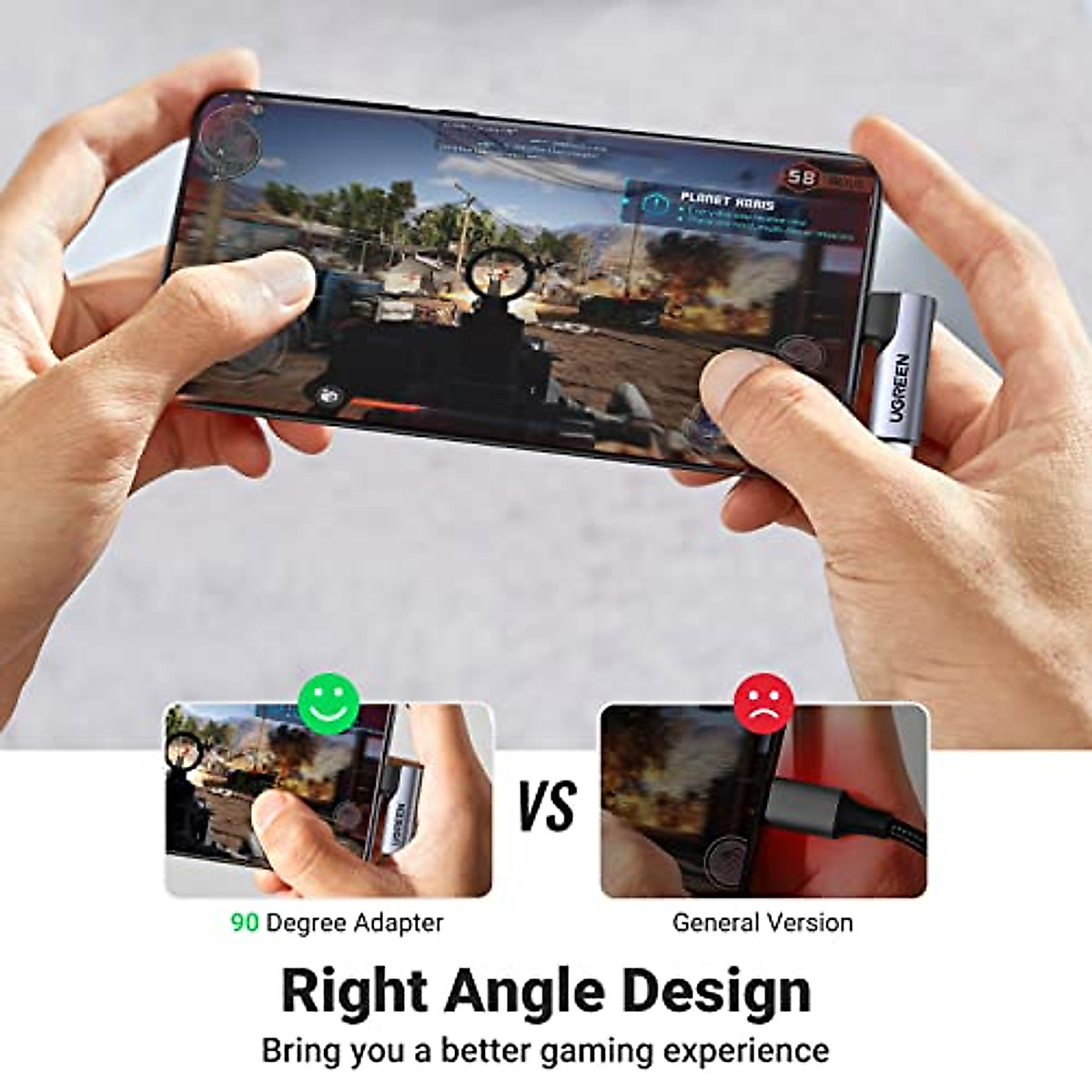 UGREEN USB C to 3.5mm Audio Adapter Type C Aux Headphone Jack DAC Stereo Mic HiFi Right Angle Earphone Dongle Compatible with iPad Pro Air 5 4 Mini 6, Galaxy S23 Ultra S22 S21 S20, Pixel 7 Pro, Gray