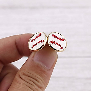 tenghong2021 2 Pairs Baseball Earrings Jewelry Baseball Stude Earring Baseball Pendant Dangle Sports Earrings for Women-White