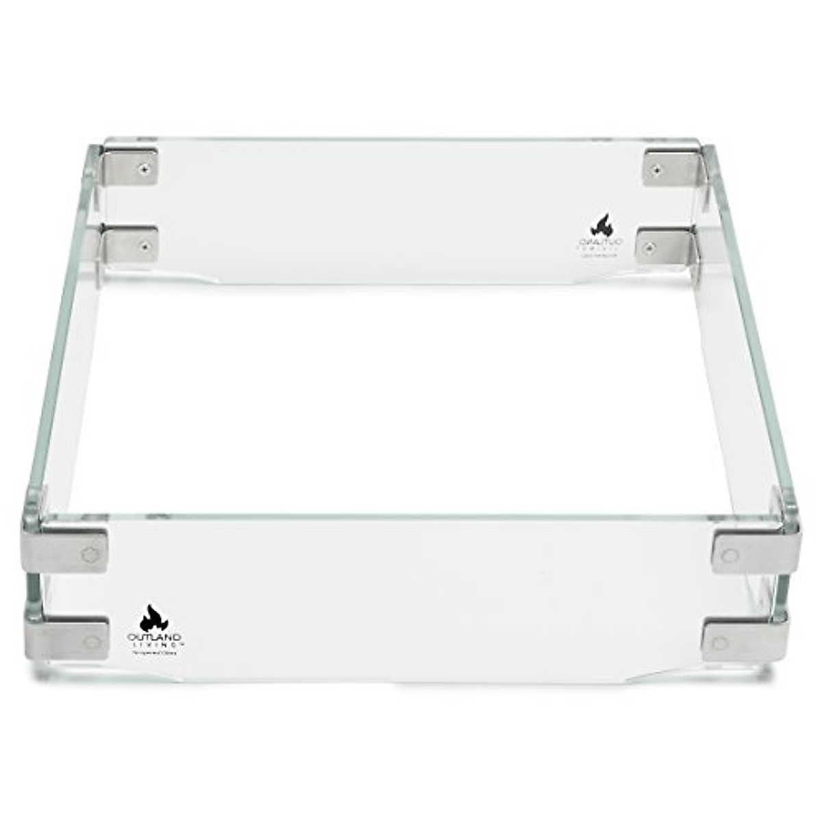 Outland Fire Table Tempered Glass Wind Guard Fence for 36-Inch Square Series 410 Outdoor Propane Fire Pit Tables, 17-Inch Square x 4.5-Inch Height – Thick 5/16-Inch Safety Barrier Clear