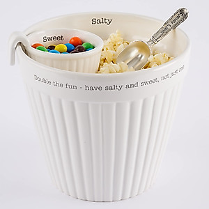 Mud Pie Circa Popcorn and Candy Bowl, White, 7.75" x 5.75" dia