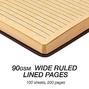 Samsill Vintage Hardcover Notebook, 200 Lined Notebook Pages, Brown, 7.5 x 10 Inch