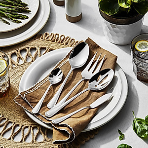 HENCKELS Alcea Flatware Set, 65-Piece, Silver & Steak Knife Set of 8, Stainless Steel Knife Set, Silver