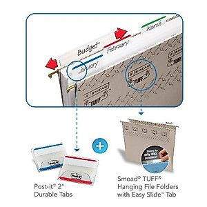 Post-it Tabs, 3 in, Solid, White, 25 Tabs/On-The-Go Dispenser, 2 Dispensers/Pack (686F-50WH3IN)
