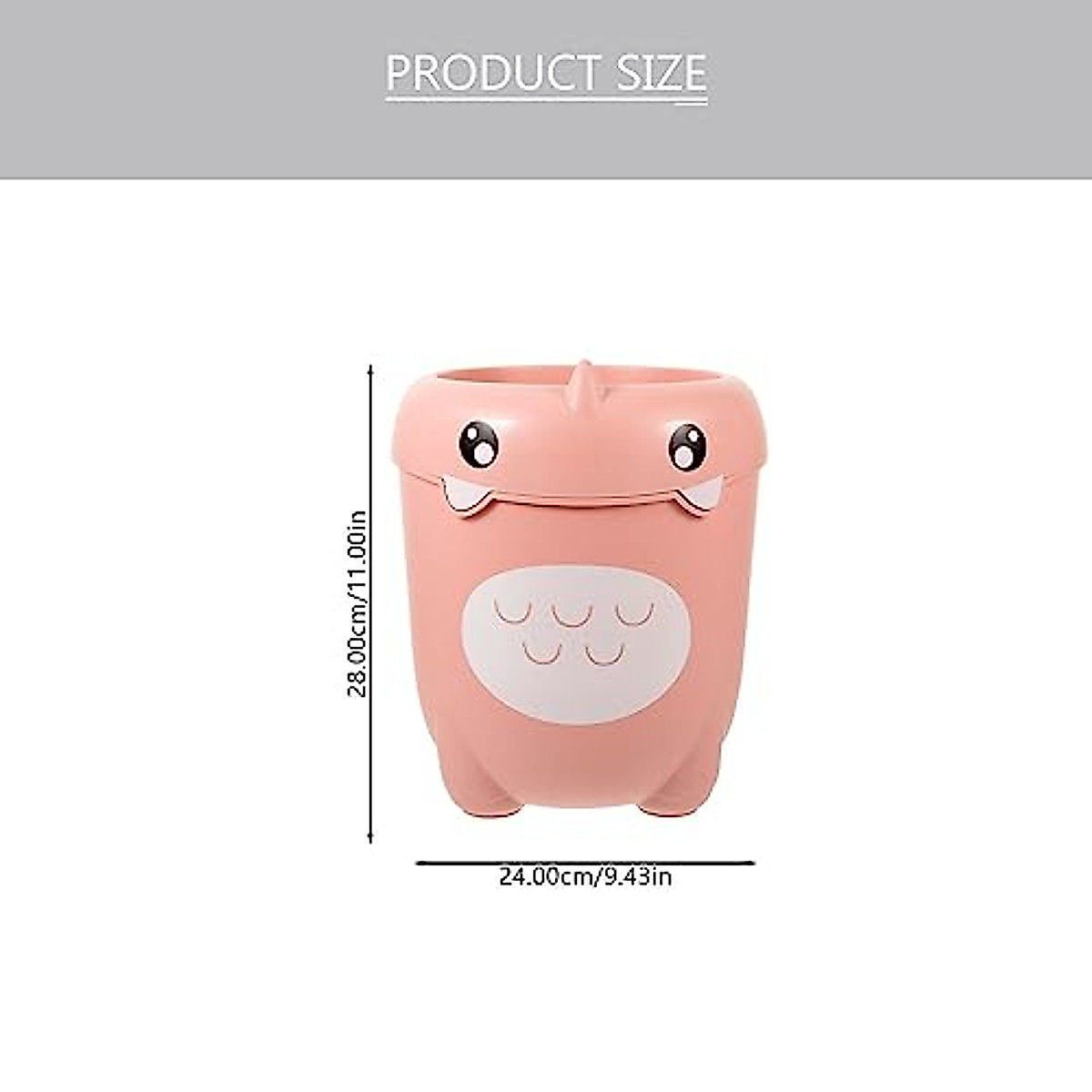 Dinos Desktop Trash Can, Plastic Wastebasket Cartoon Dinosaurs Garbage Container Bin for Bathroom, Kitchen, Home Office, Kids Room, Pink