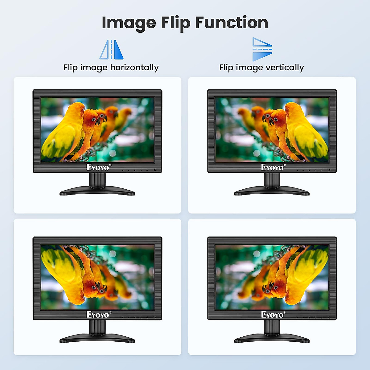 Eyoyo 12 Inch Monitor 16:9 Mini HDMI Monitor Screen 1366x768 Small TV Monitor Display with HDMI VGA BNC AV USB Input for Computer PC RasPi Laptop CCTV Security Analog Camera