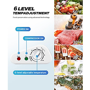 rosmena Chest Freezer, Deep Freezer 5 Cubic Feet with Removable Baskets & 6 Adjustable Temperature & Top Open Door, White Mini Deep Freezer Compact Freezer Suitable for Apartments(Down to -18°F)
