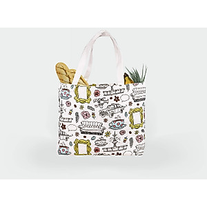 SANITRO Friends Forever [25th Anniversary Ed] Friends TV Show Merchandise Peephole Yellow Frame Kitchen Reusable Grocery Bags (m)