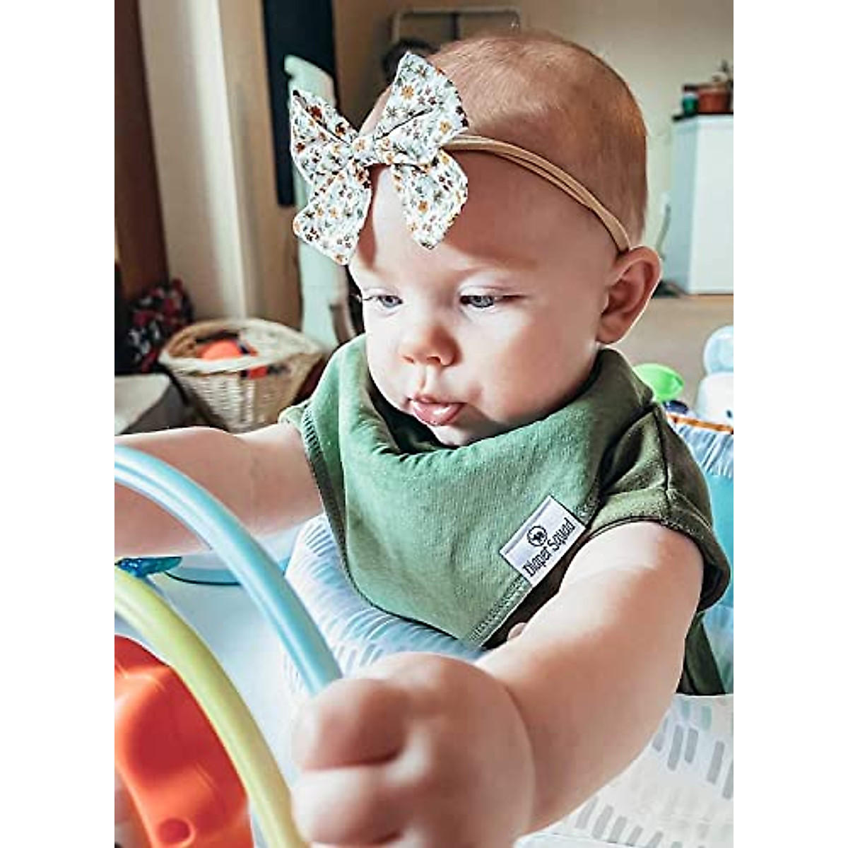 Diaper Squad 100% Organic Cotton Earthy Solid 10-Pack Baby Drool Bandana Bibs for Boys and Girls, Plain Colors