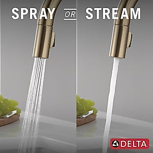 Delta Faucet Trinsic Touch Kitchen Faucet with Touchless Technology, Kitchen Faucet with Pull Down Sprayer, Gold Kitchen Sink Faucet, Touchless Kitchen Faucet, Champagne Bronze 9159TL-CZ-DST