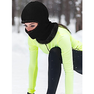 3 Pieces Winter Warm Knitted Balaclava Neck Warmer Hat Fleece Ski Face Covering Windproof Face Scarf for Outdoor Sport (Navy Blue, Light Gray, Black,M)