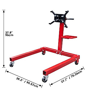 BIG RED T25671 Torin Steel Rotating Engine Stand with 360 Degree Rotating Head and Tool Storage Tray: 5/8 Ton (1,250 lb) Capacity, Red