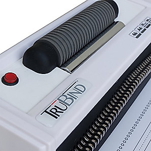 TRUBIND Spiral/Coil Binding Machine - Electric Coil inserter - Manual Round Hole Punch - Disengaging pins - Adjustable Side Margin - Includes Crimping Tool - 4 to 1 Pitch - 20 Sheet Punch Capacity
