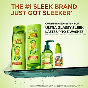 Garnier Fructis Sleek & Shine Full + Travel Size Shampoo (12.5 & 3 Fl Oz) + Conditioner (12 & 3 Fl Oz) Set for Frizzy, Dry Hair, Plant Keratin + Argan Oil (4 Items), 1 Kit (Packaging May Vary)