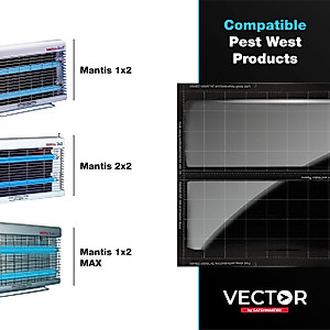Catchmaster Vector Universal Trap Replacement Unscented Glue Boards, UV Light Fly Traps for Home, Gnat Traps for House Indoor, UV Lamp Insect & Mosquito Killer Refill, Adhesive Bug Boards, 12-Pack