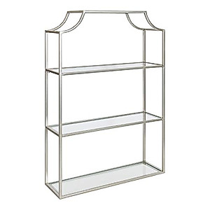Kate and Laurel Ciel Glam 3-Tier Scalloped Wall Shelf, 20 x 30, Silver, Modern Shelving with Glass Tiers