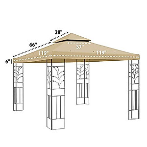 BenefitUSA Replacement Canopy Top Cover for 10'X10' Gazebo Polyester Double Tiers for Outdoor Garden Patio Pavilion Sunshade (Beige)