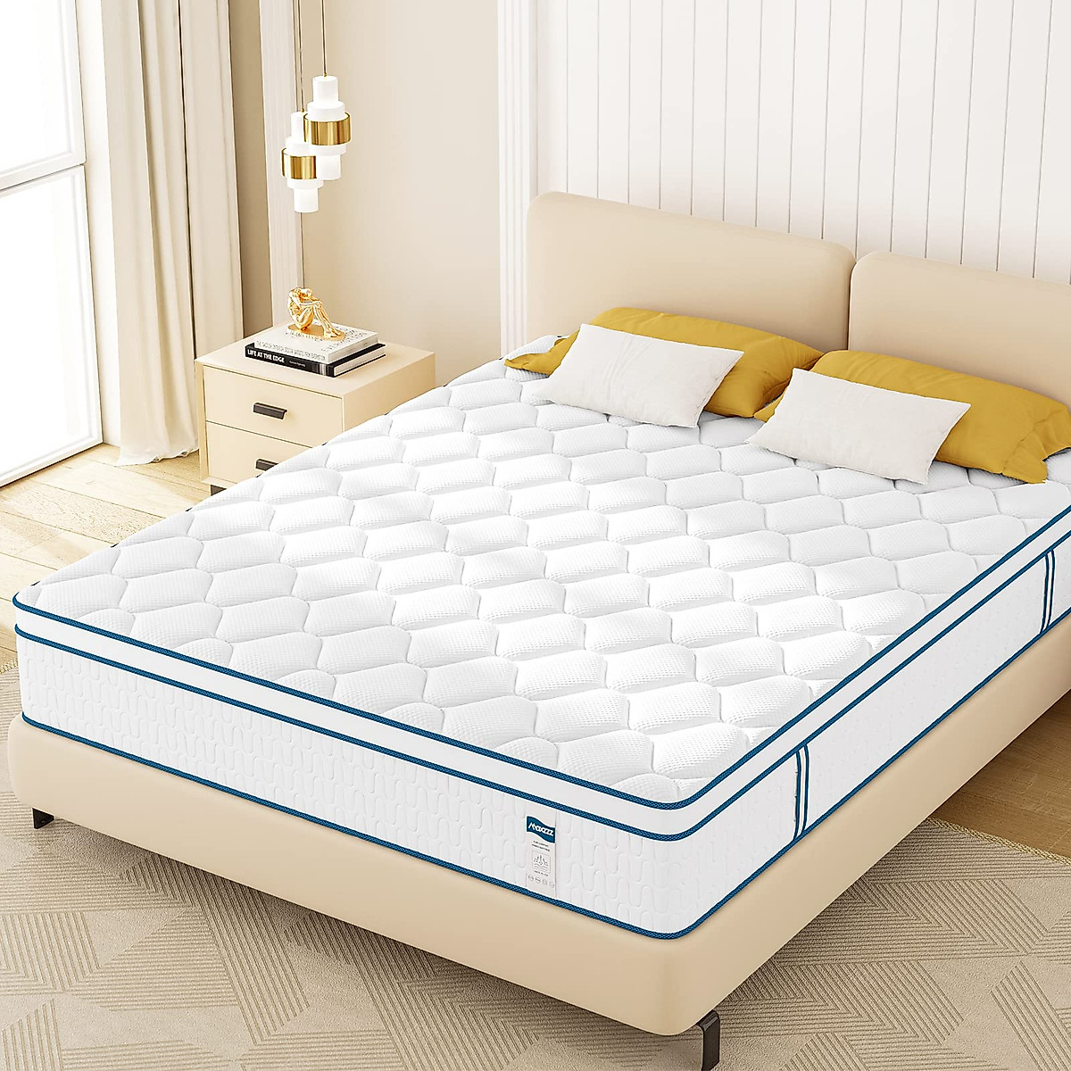 Maxzzz 12 Inch Queen Mattresses, Pocket Spring Firm Hybrid Mattress, Heavier Coils Innerspring for Motion Isolation & Durable Support, Mattress-in-a-Box