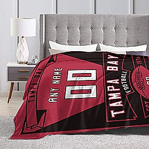 Custom Football City Blanket Personalized Fan Gift Throw Blanket Add Your Name & Number Decorative for Bedroom Living Room