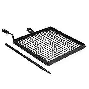 TITAN GREAT OUTDOORS Adjustable Swivel Grill, Steel Mesh Cooking Grate with Spike Pole, Open Fire BBQ Camping Gear