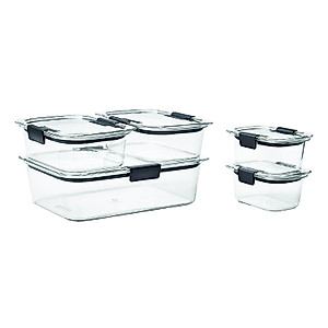 Rubbermaid Brilliance Food Storage Container, 10-Piece Set, 100% Leak-Proof, Plastic, Clear