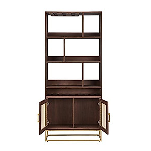 Home Source Contemporary Home Bar Shelf Walnut