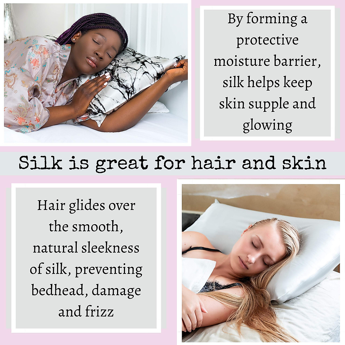 Celestial Silk 100% Silk Pillowcase for Hair Luxury 25 Momme Mulberry Silk, Charmeuse Silk on Both Sides Envelope Closure -Gift Wrapped- (Queen, Natural Undyed White)