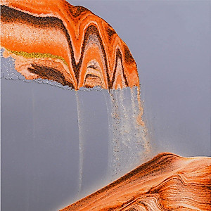 3D Moving Sand Art Picture Decor, Deep Sea Sandscape Liquid Motion, Round Glass, Mobile Sand Painting Relaxing Gifts, Large Desktop Decorations/Toys for Adults and Children(7 inch, Yellow)