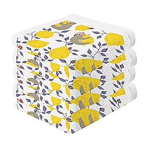 ALAZA Cute Sloths Yellow Lemons Towels Cotton Washcloths Set, Soft Absorbent Quick Dry Face Cloths, Multi-Purpose Fingertip Towels for Bathroom,Hotel,Travel,12'' x 12'' (2 Pack)