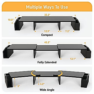 Simple Houseware Desk Dual Monitor Stand Riser with Drawer, Black
