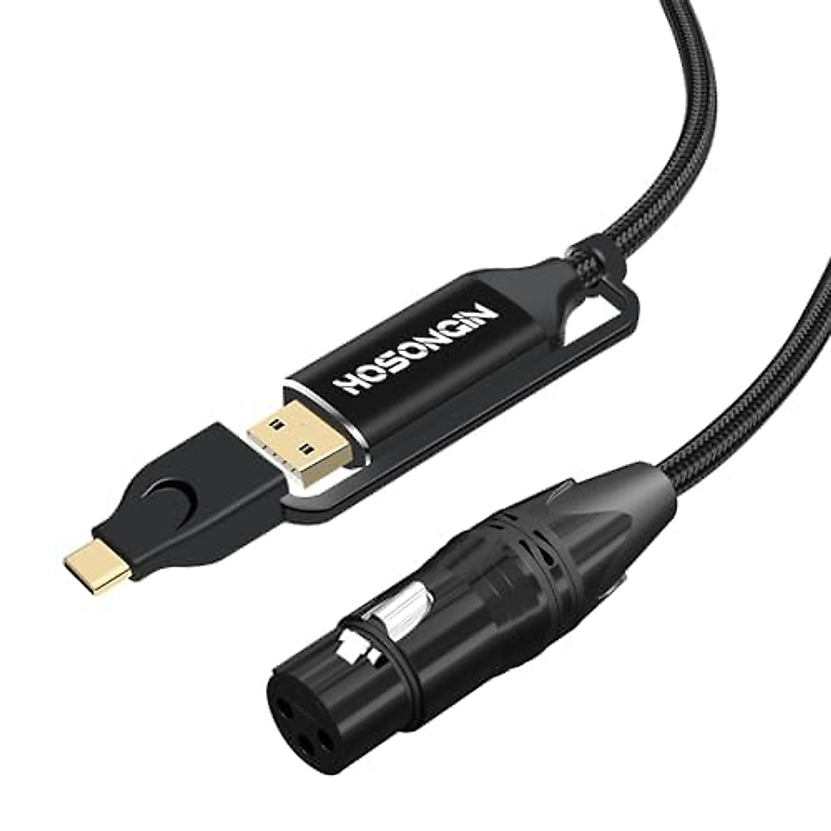 HOSONGIN 1/4 inch to XLR Cable, 1/4 inch Stereo Female to XLR Male Adapter Cable, 12 inch