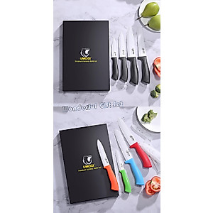 UMOGI Ceramic Kitchen Knife Set with Covers in Gift Box, Healthy Stain Resistant & Non-Rust, Dishwasher Safe - Colorful Knife Set Include Chef, Serrated Bread, Utility & Paring Knife