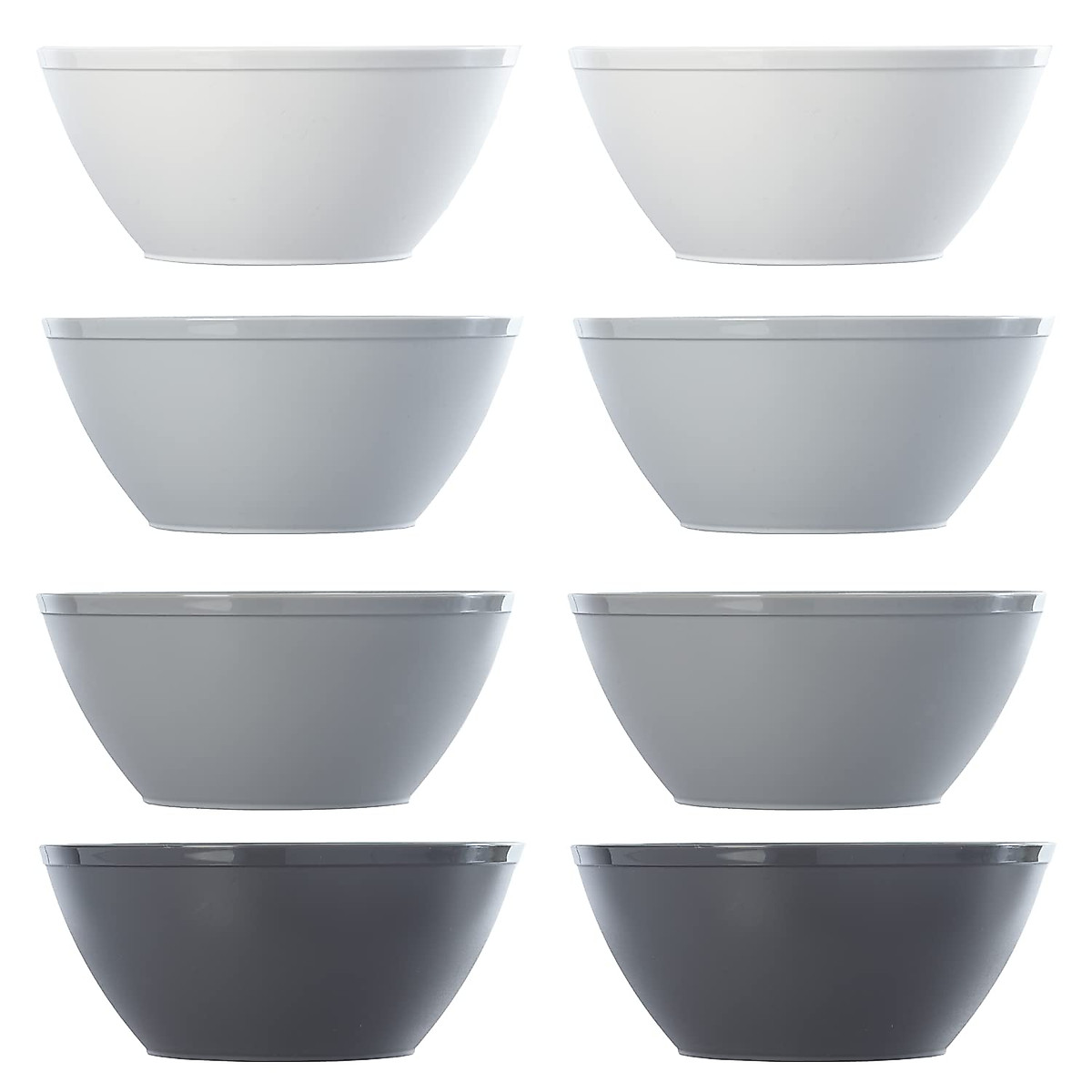 US Acrylic Fresco 28 oz. Plastic Stackable Snack Bowls for Cereal and Ice Cream in Grey Stone | Set of 8 | 6-inch Reusable, BPA-Free, Made in the USA, Dishwasher Safe Dinnerware
