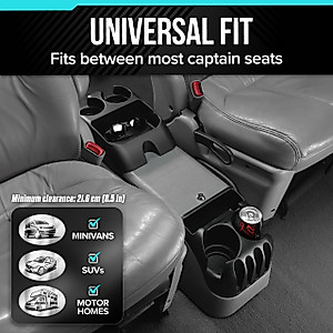 Moblorg Center Console for Minivans, SUVs, Middle Van Console, Extra Cup Holders, Large Storage, Made in USA (Gray)