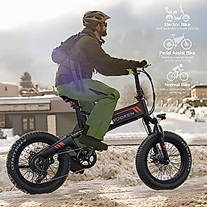 Electric Bike,20"x4" Electric Bike for Adults Fat Tire 500W 20MPH Ebike Foldable Adult Electric Bicycles Electric Mountain Bike with 48V 10Ah Removable Battery, Dual Shock Absorber, Shimano 7-Speed