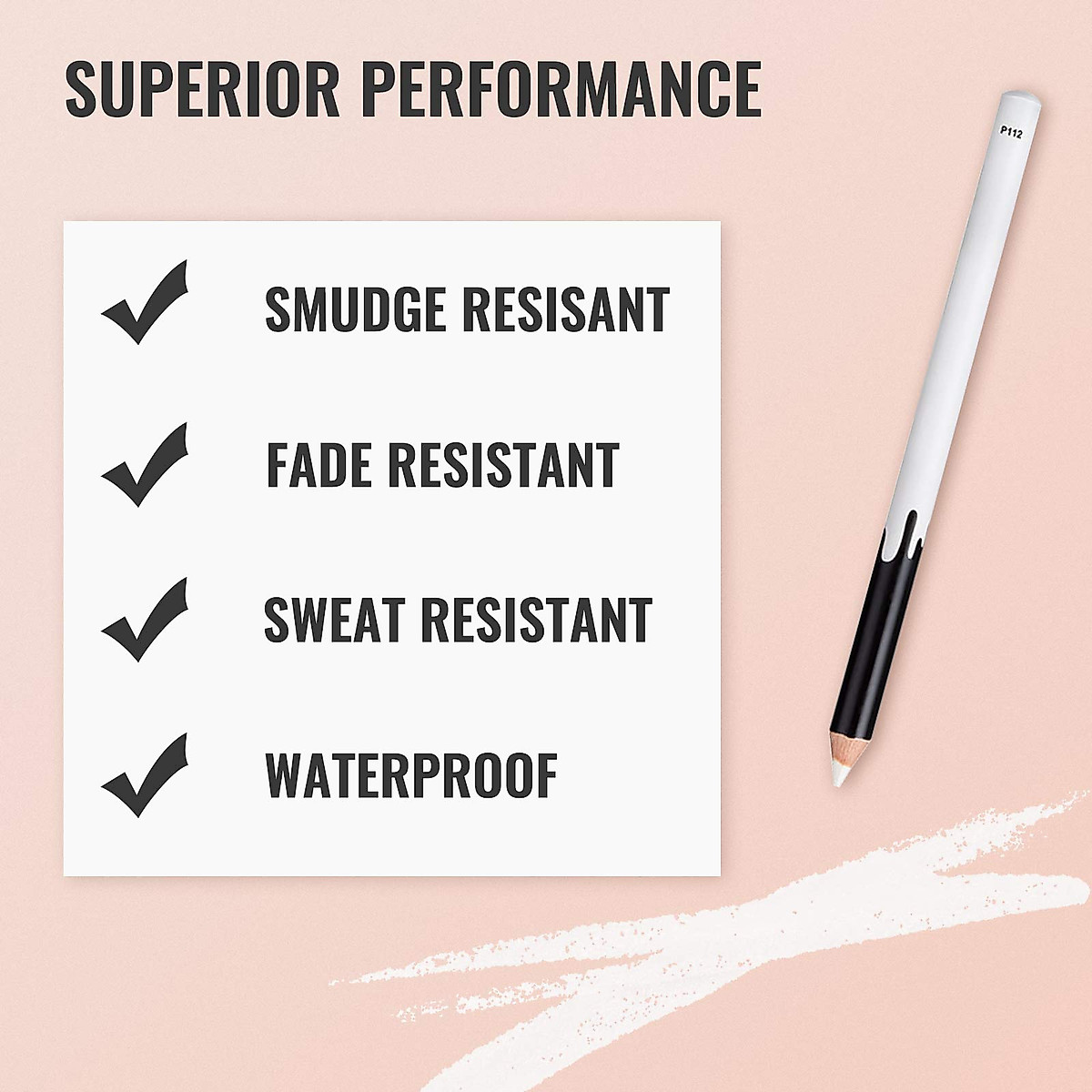 12PCS Erinde White Eyeliner Pencil, Soft Highlighter Gel Eyeliner Pencil, Eye Liner Pen, Professional Eye Bighten Eyeshadow Waterproof Matte Hypoallergenic, Easy to Colour, Skin Marker Pen