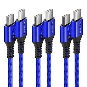 JIUWFOX USB C to USB C Cable 3ft (3 Pack), 60W C to C Cable Fast Charging for iPhone 16/15, iPad Air, iPad Mini, iPad Pro, MacBook Pro, MacBook Air, Samsung S24 S23