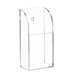 HBlife Acrylic Remote Holder Organizer, Clear TV Remote Control Holder Wall Mount Remote Caddy for Bedside, Media Organizer Storage Box 1 Compartment