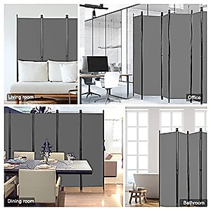 Room Divider Folding Privacy Screen, 8 Panel 5.6 ft Tall Extra Wide Partition Foldable Panel Wall Divider (Grey)