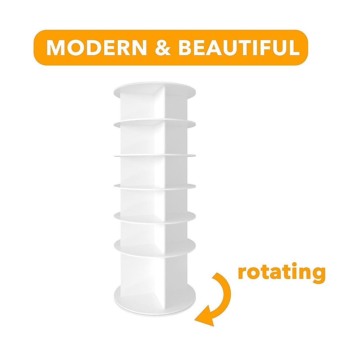 SpaceAid Rotating Shoe Rack 6 Tier Organizer, High Bottom Design Shoe Tower Spinning Storage Lazy Susan, Revolving Rack 360, Closet Handbag Display Rotate Organizers (White)