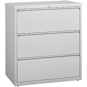 Hirsh 36-in Wide HL8000 Series Metal 3 Drawer Lateral File Cabinet Light Gray